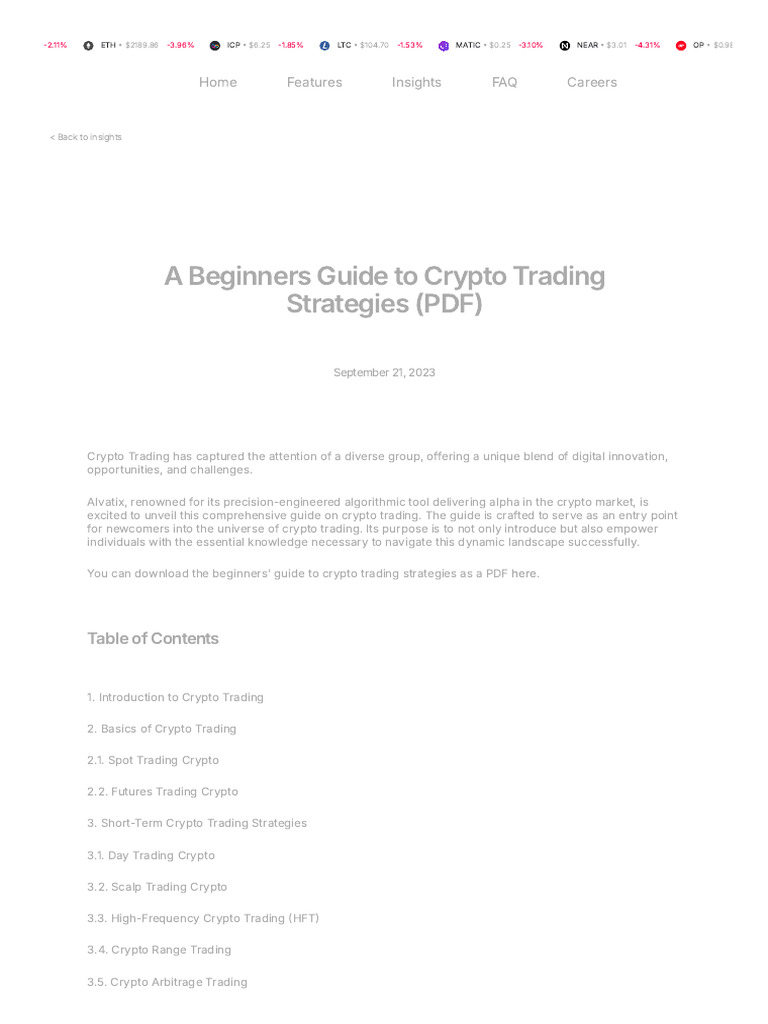 A Beginners Guide to Crypto Trading Strategies (PDF) _ Alvatix | PDF