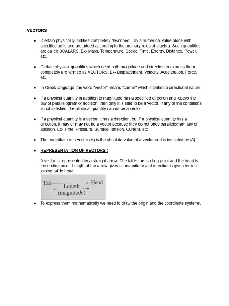 VECTORS | PDF | Euclidean Vector | Physics