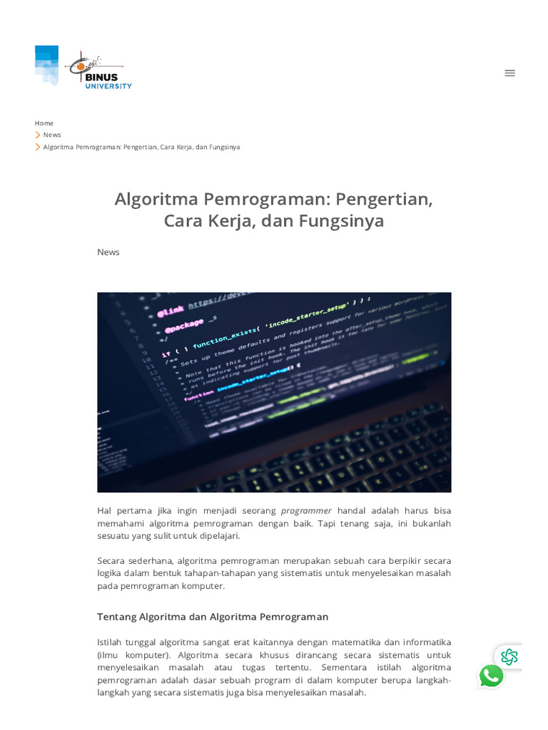 Algoritma Pemrograman - Pengertian, Cara Kerja, Dan Fungsinya | PDF