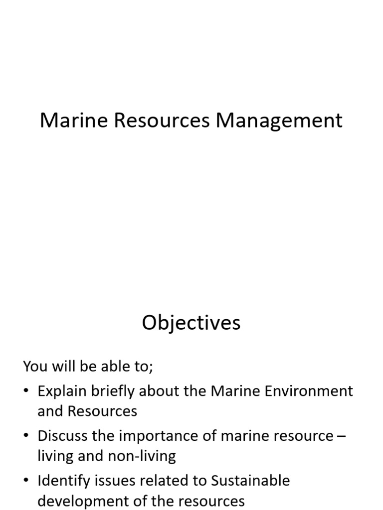 Marine Resources Management Lecture 1 | PDF | Continental Shelf | Oceans