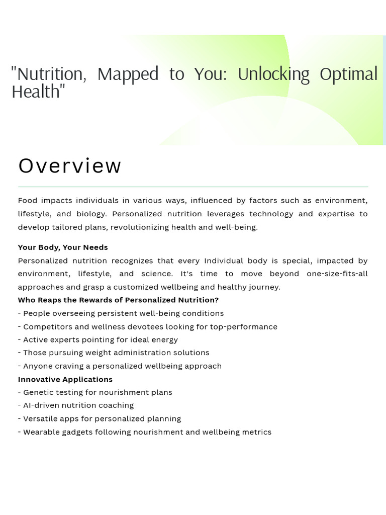 Personalized Nutrition: Tailored Health Insights | PDF | Epigenetics ...
