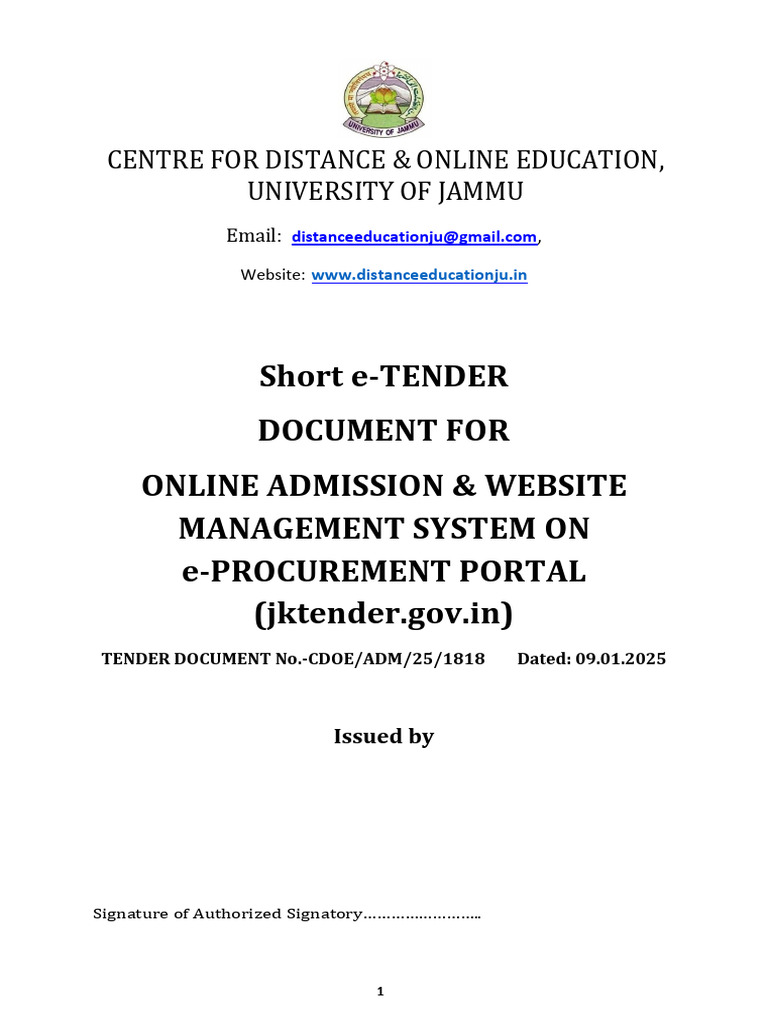 Directorate of Distance Tender | PDF | Breach Of Contract | Indemnity