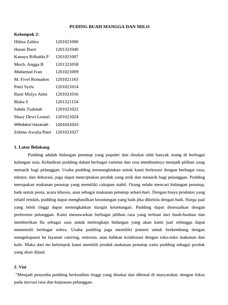 PUDING BUAH MANGGA DAN MILO | PDF