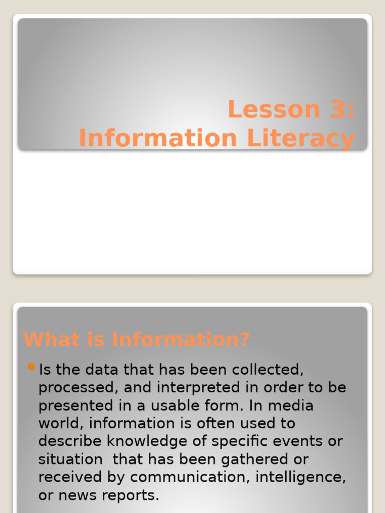 Lesson 3 MIL | PDF | Information | Information Literacy