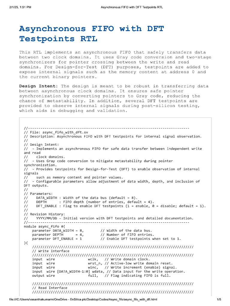 Async Fifo RTL DFT | PDF