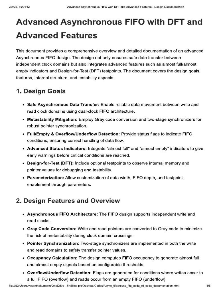 Async Fifo RTL Advanced Documentation | PDF