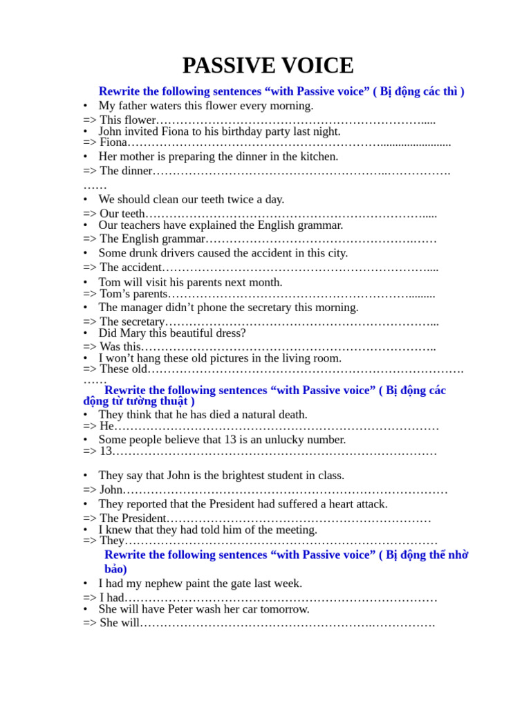 Passive Voice Sentence Transformations | PDF