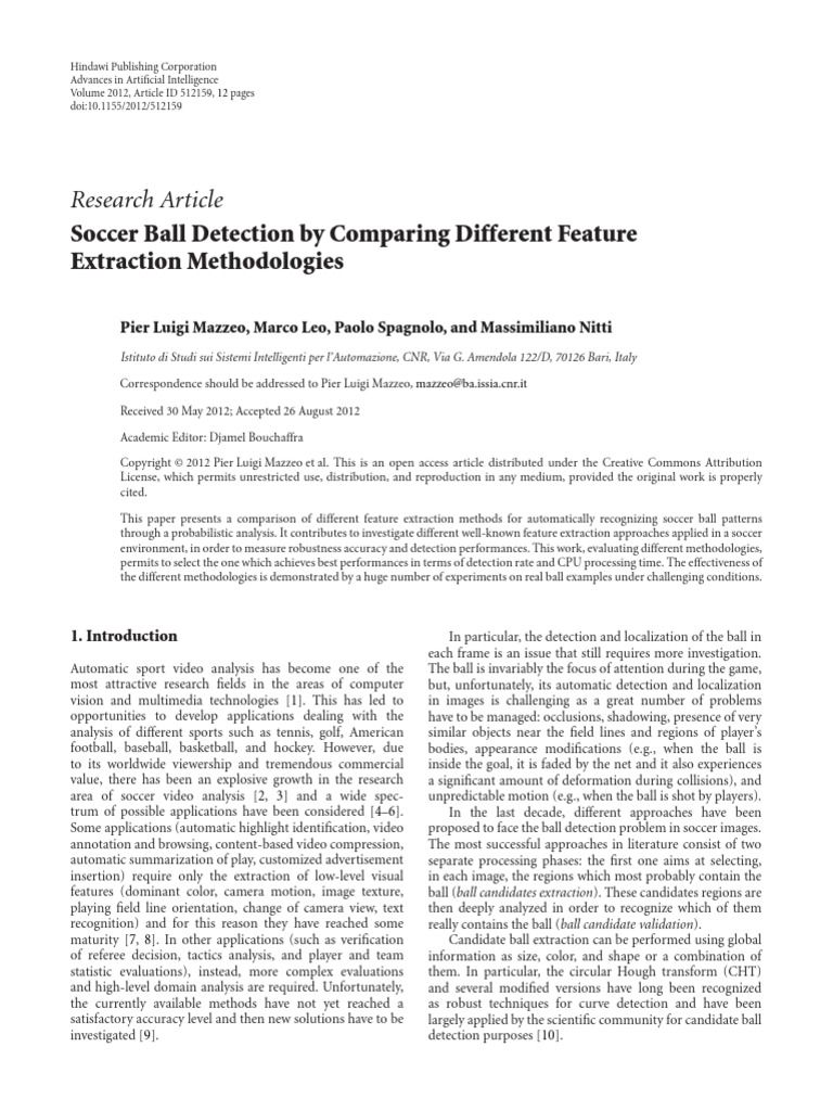 Soccer Ball Detection By Comparing Diffe Pdf Principal Component Analysis Eigenvalues And