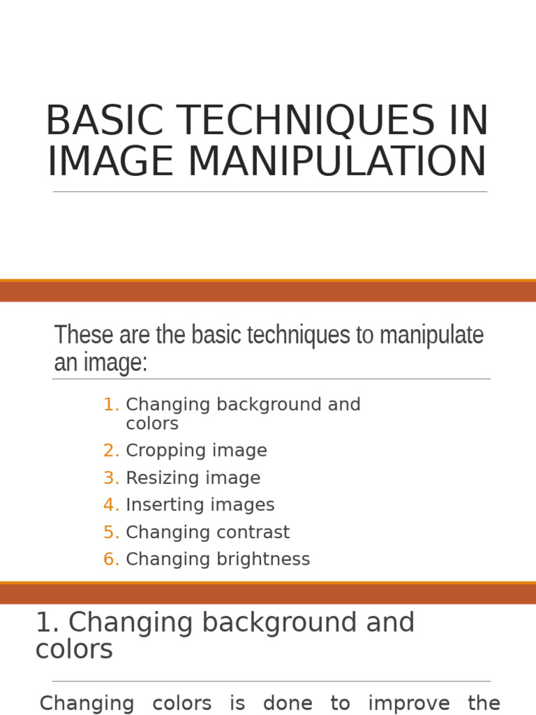Week 2 Basic Techniques in Image Manipulation | PDF | Multimedia | Online And Offline