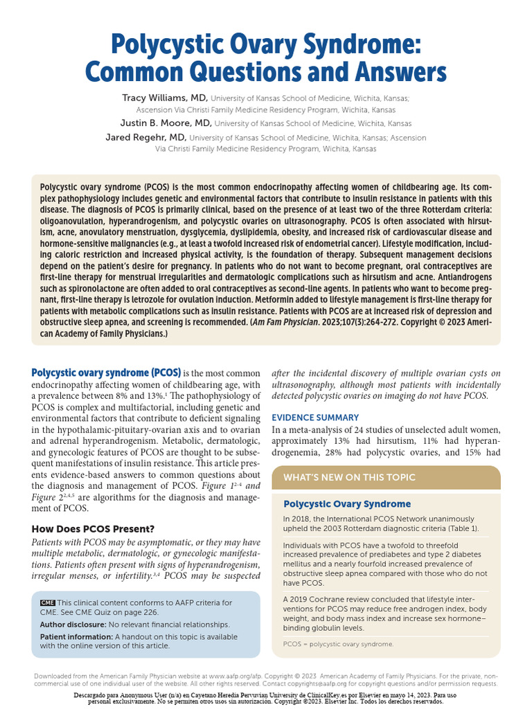 Polycystic Ovary Syndrome Common Questions and Answers | PDF ...