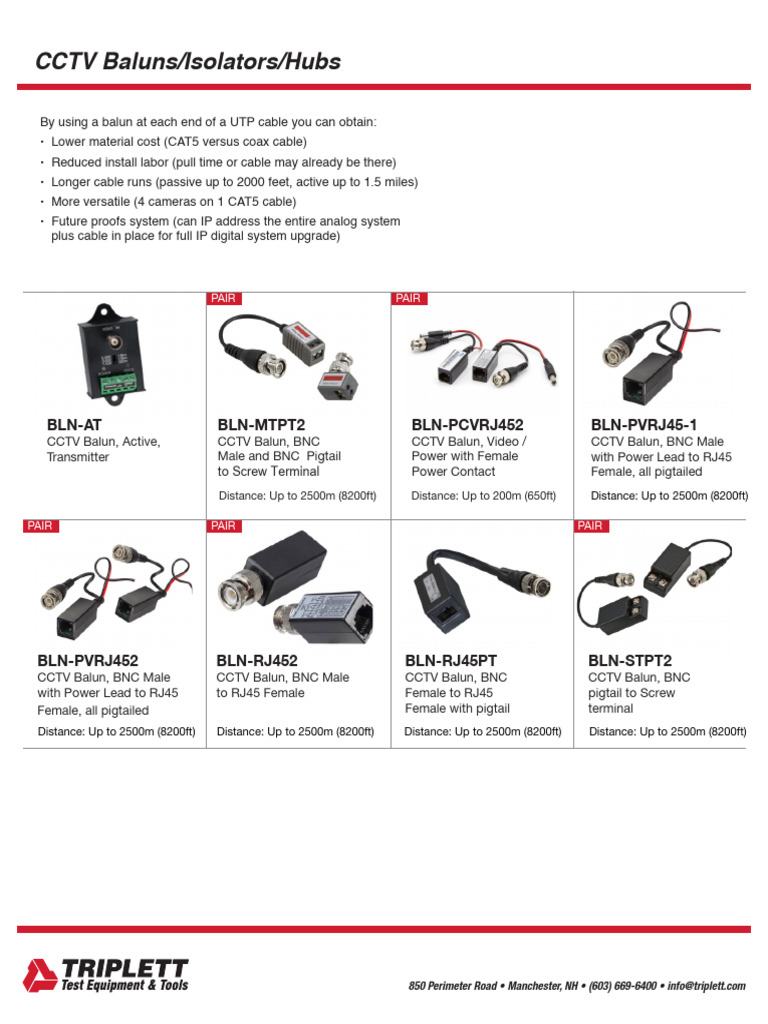 CCTV Baluns and Isolators Overview | PDF | Cable Television | Closed ...