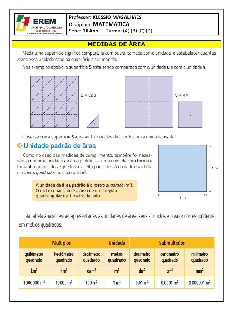 Conversão de Unidades de Área em Matemática | PDF