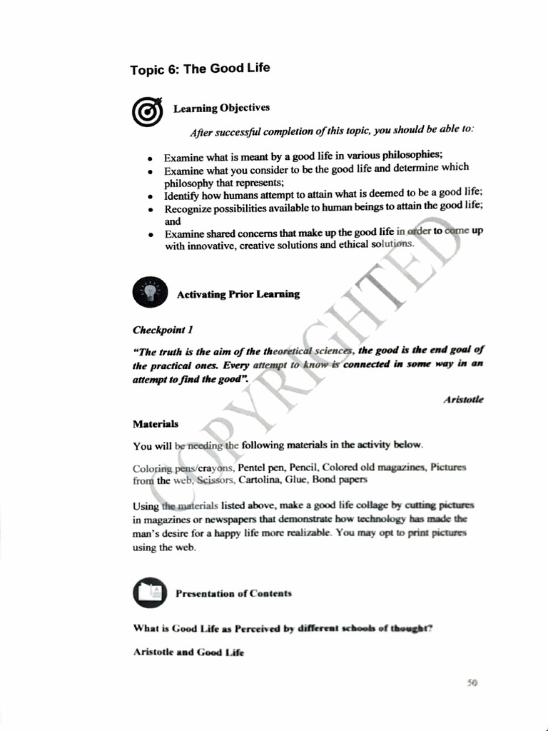 TOPIC 6-THE GOOD LIFE | PDF | Aristotle | Reality