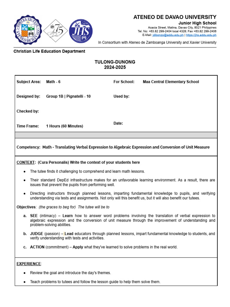 Solving Math - Translating Verbal Expression To Algebraic Expression ...