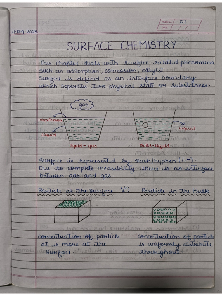 surface chemistry notes | PDF