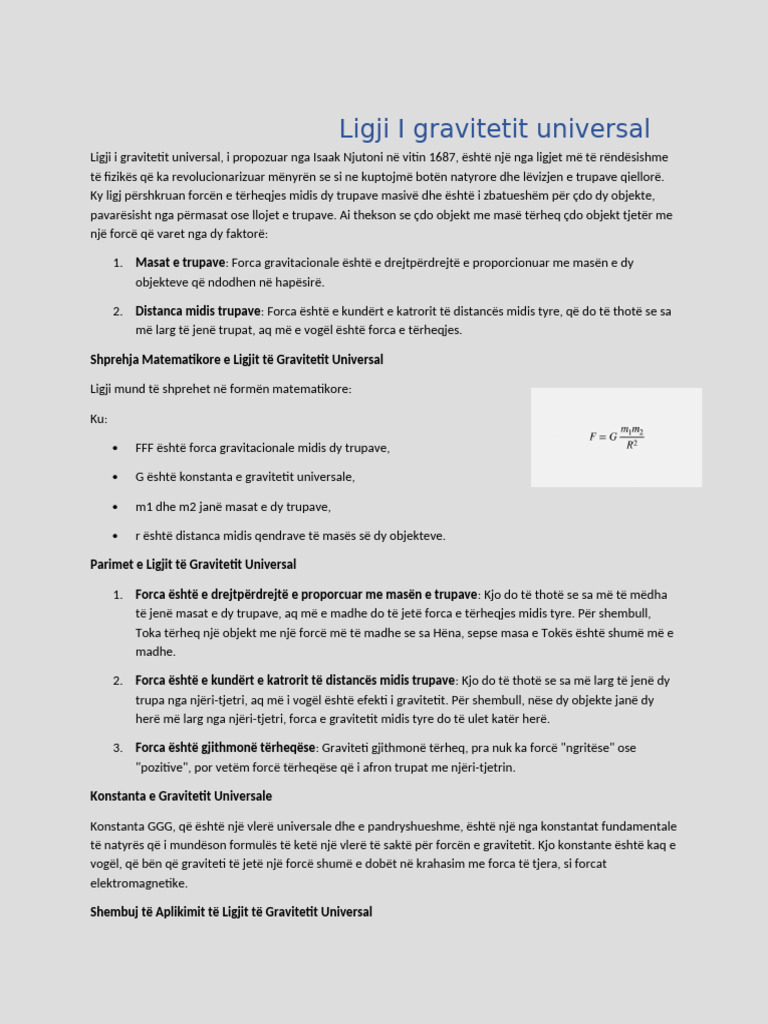 Ligji I gravitetit universal | PDF
