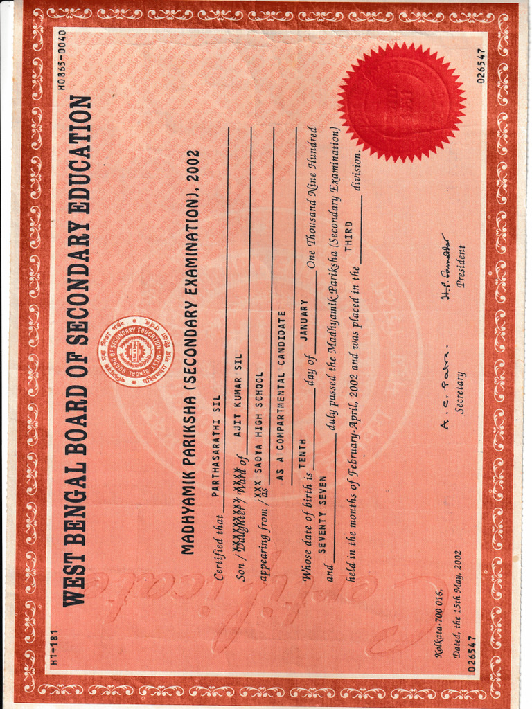 Old Wb Board Cert | PDF