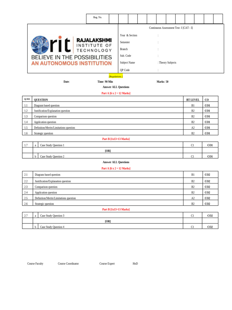 Theory QP Template CAT1 | PDF