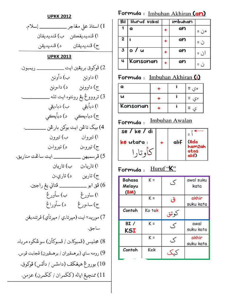Jawi Tahun 5 Imbuhan Akhiran An Latihan | PDF