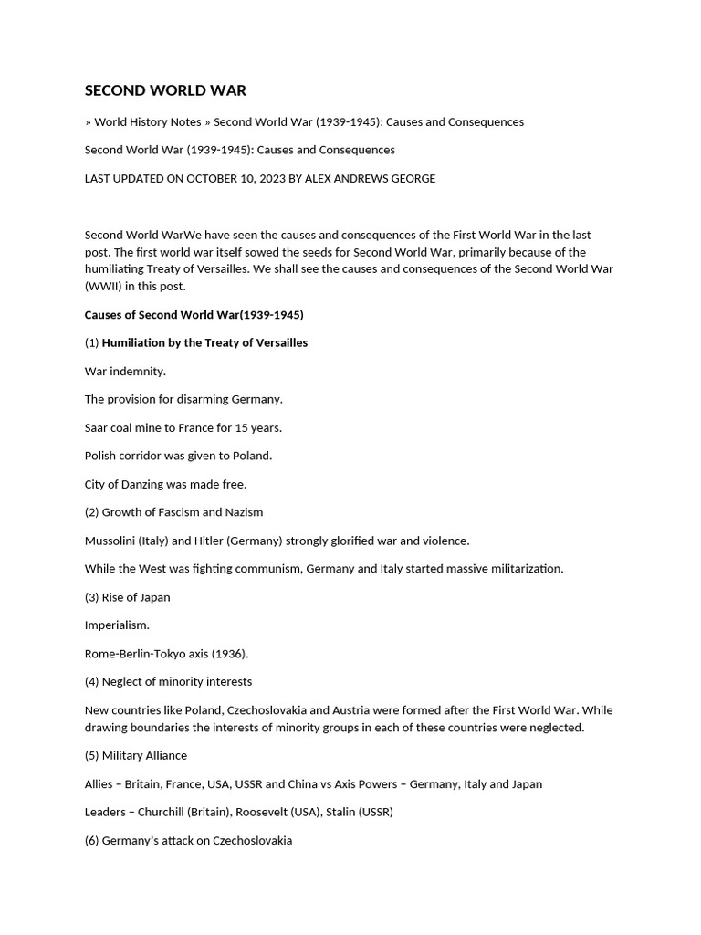 SECOND WORLD WAR | PDF | World War II | Nazi Germany