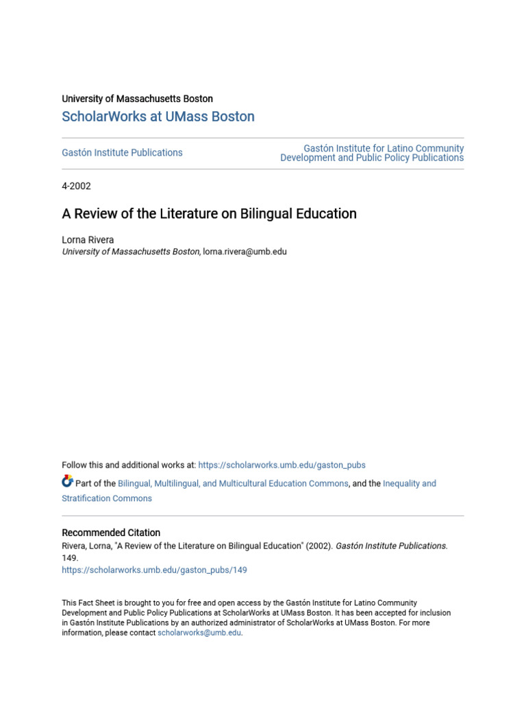 A Review of The Literature On Bilingual Education | PDF | English As A ...