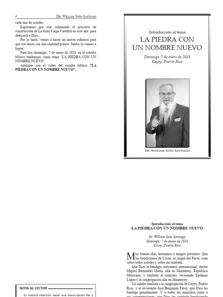 SPA-2018-01-07-1-introduccion Al Tema La Piedra Con Un Nombre nuevo-CAYPR | PDF