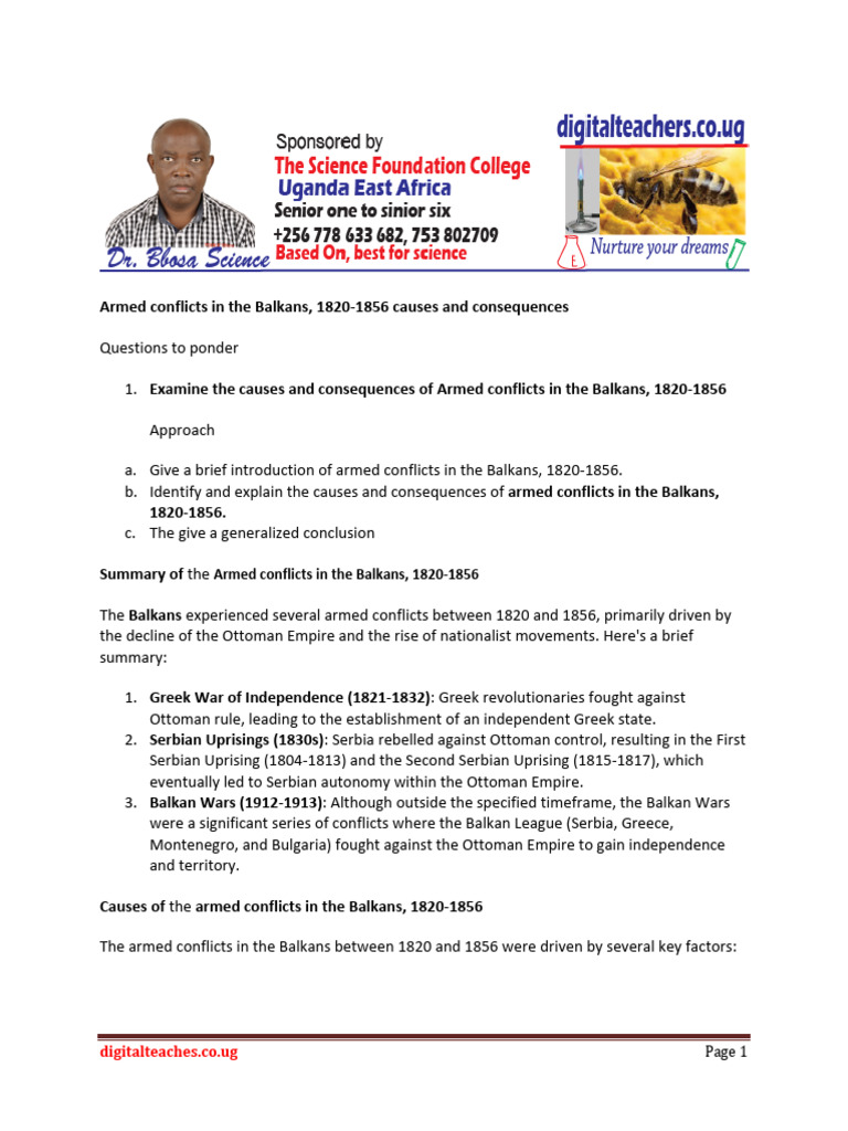 Balkan Conflicts: Causes & Impacts (1820-1856) | PDF | Balkans ...