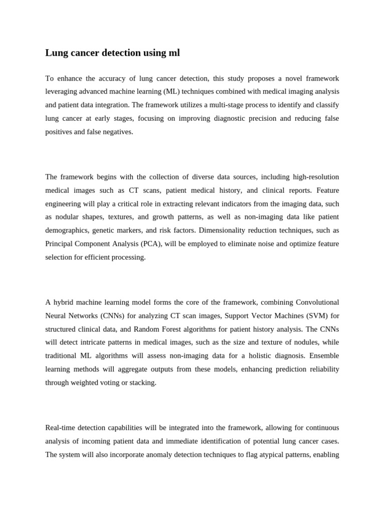Lung cancer detection using Ml | PDF | Machine Learning | Medical Imaging