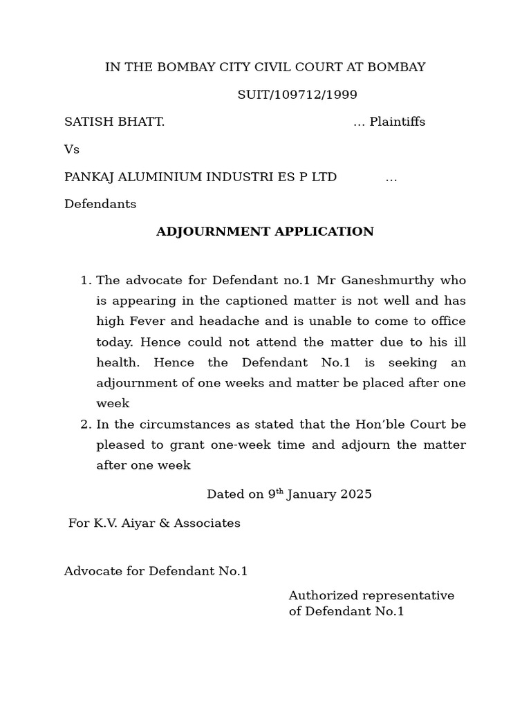 Adjourment Application | PDF