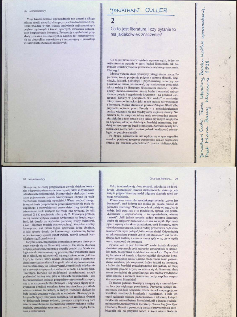 Culler Jonathan Co To Jest Literatura | PDF