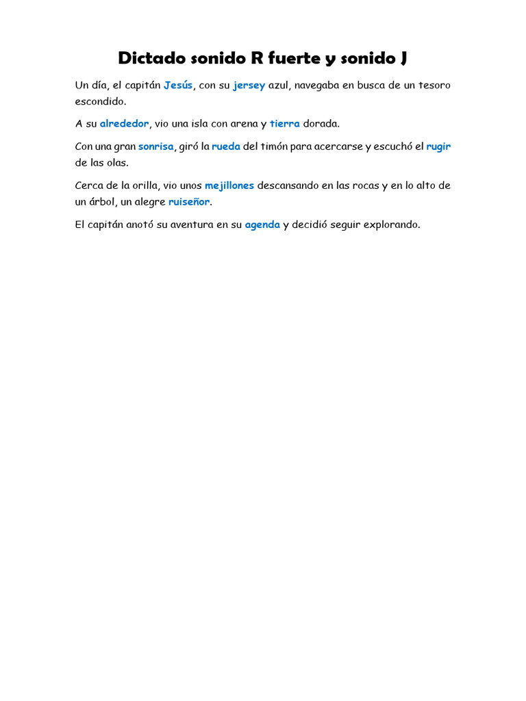 Dictado Sonido R Fuerte y Sonido J | PDF