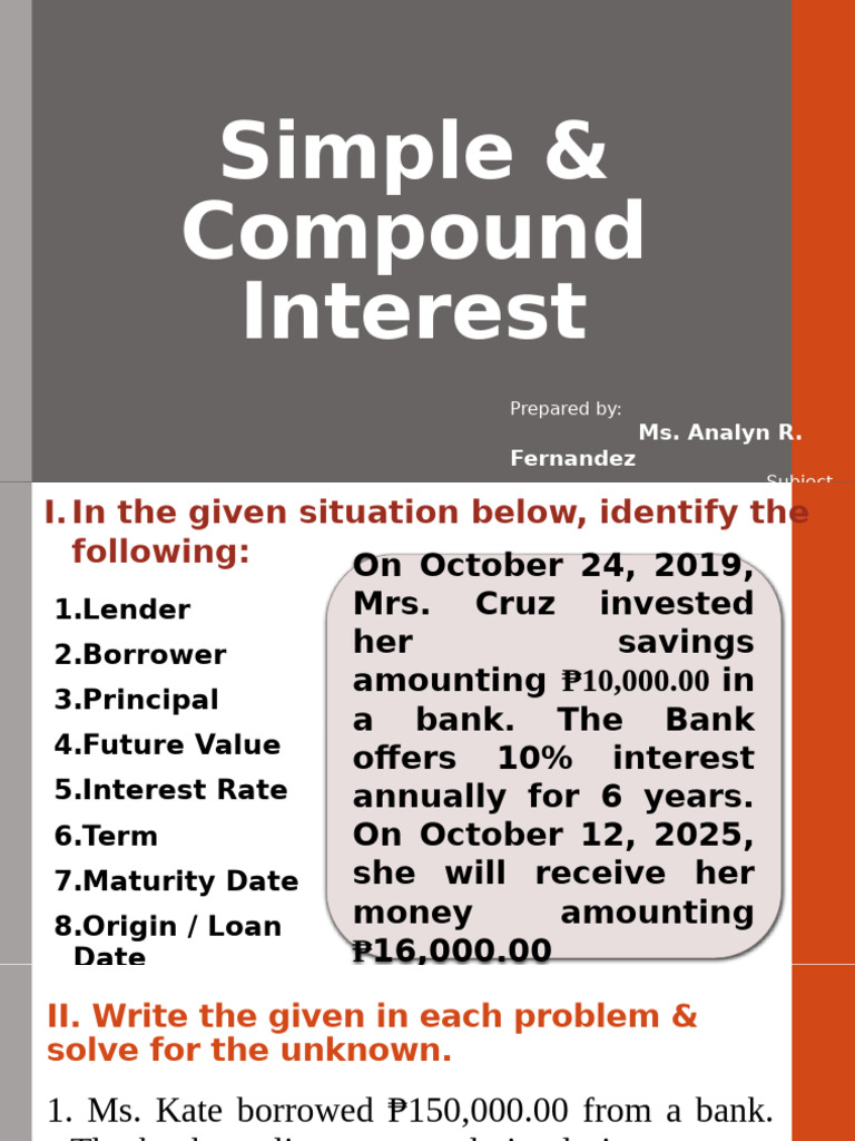 Quiz #1 in Simple & Compounded Interest | PDF