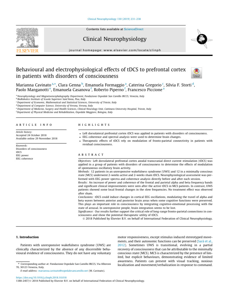 Behavioural and Electrophysiological Effects of TDCS To Prefrontal ...