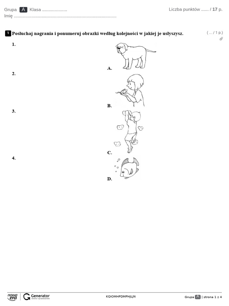 Unit 4. Pets Test 4 Test (Z Widoczną Punktacją) | PDF