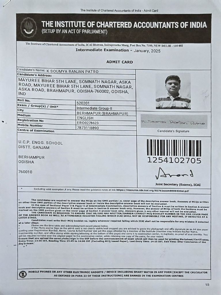 ADMIT Card | PDF