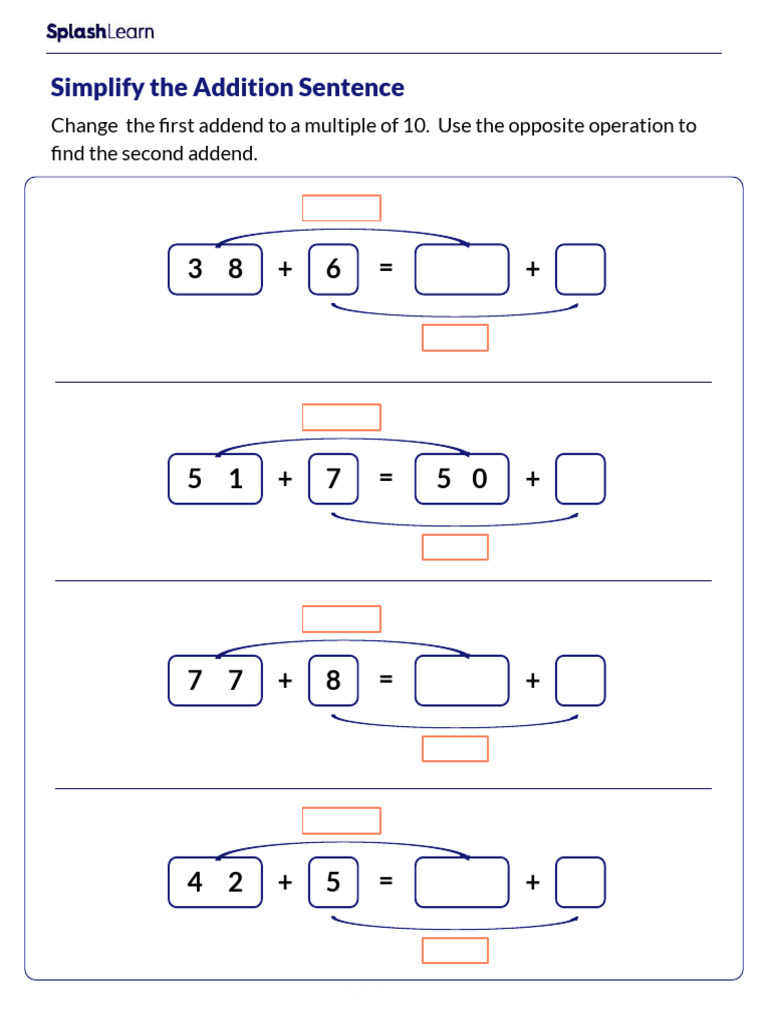 Simplifying the Addition Sentence Worksheet | PDF