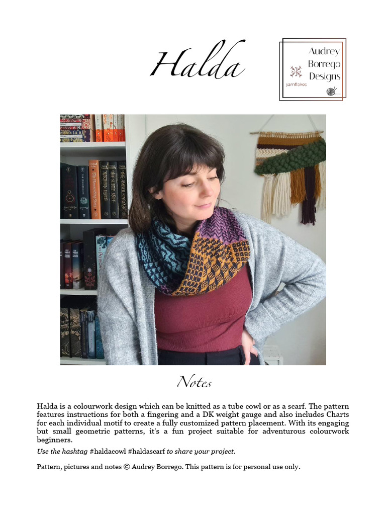 Halda Colorwork Cowl and Scarf Pattern | PDF | Knitting | Gauge (Knitting)
