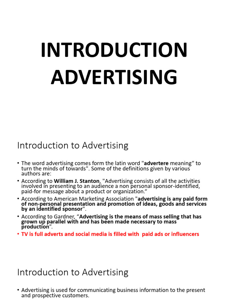 #Lecture 1 - Int To Advertising | PDF | Advertising | Sales