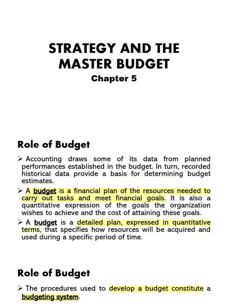 Strat Cost MGT - Chapter 5 | PDF | Budget | Goal