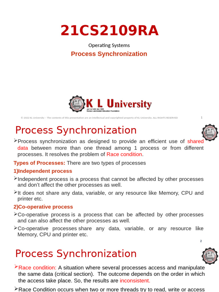 Process_Synchronizaion _2 | PDF | Process (Computing) | Concurrent Computing