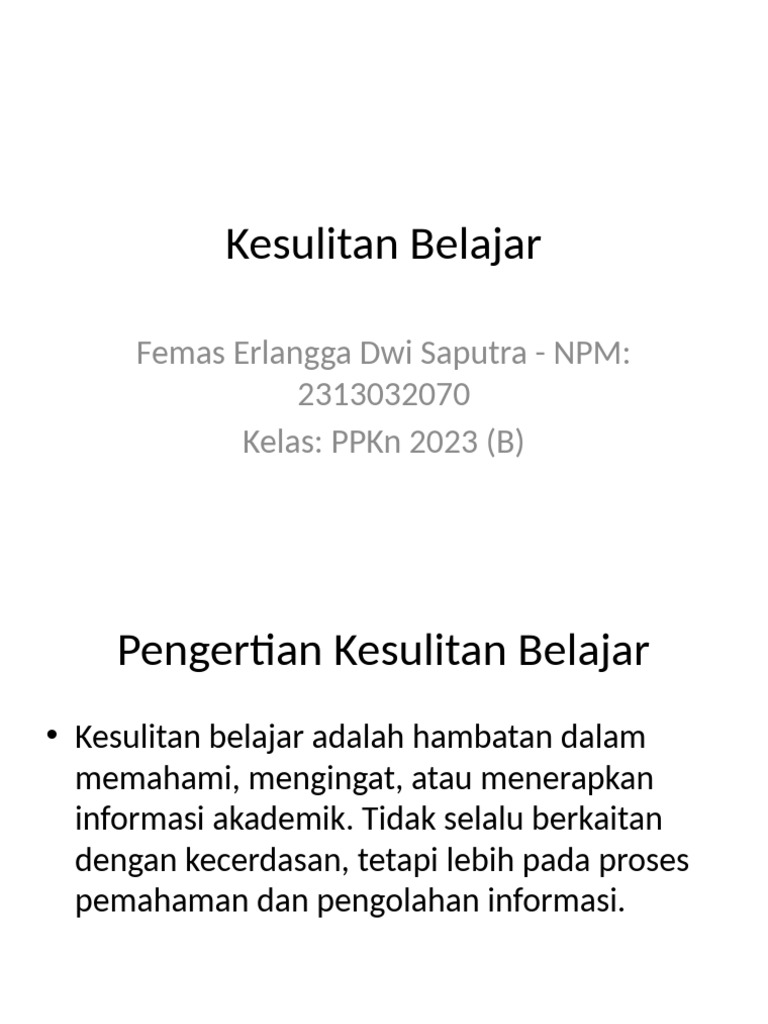 Kesulitan Belajar Femas | PDF