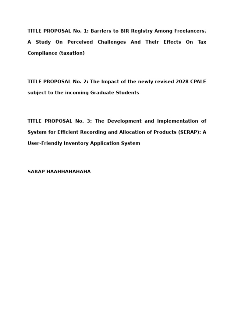 Title Proposal No | PDF