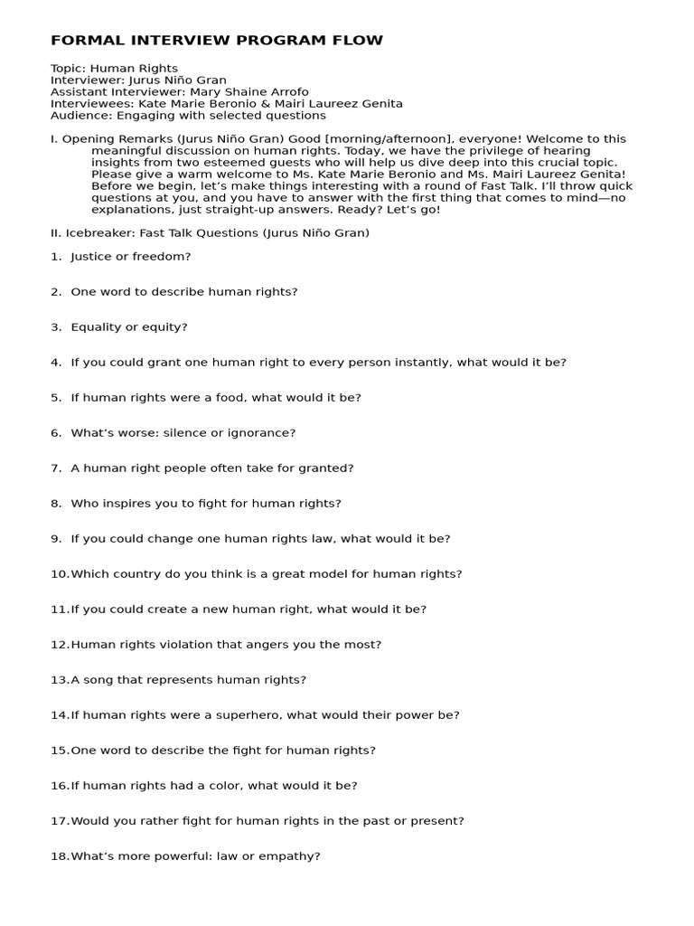 FORMAL INTERVIEW PROGRAM FLOW | PDF