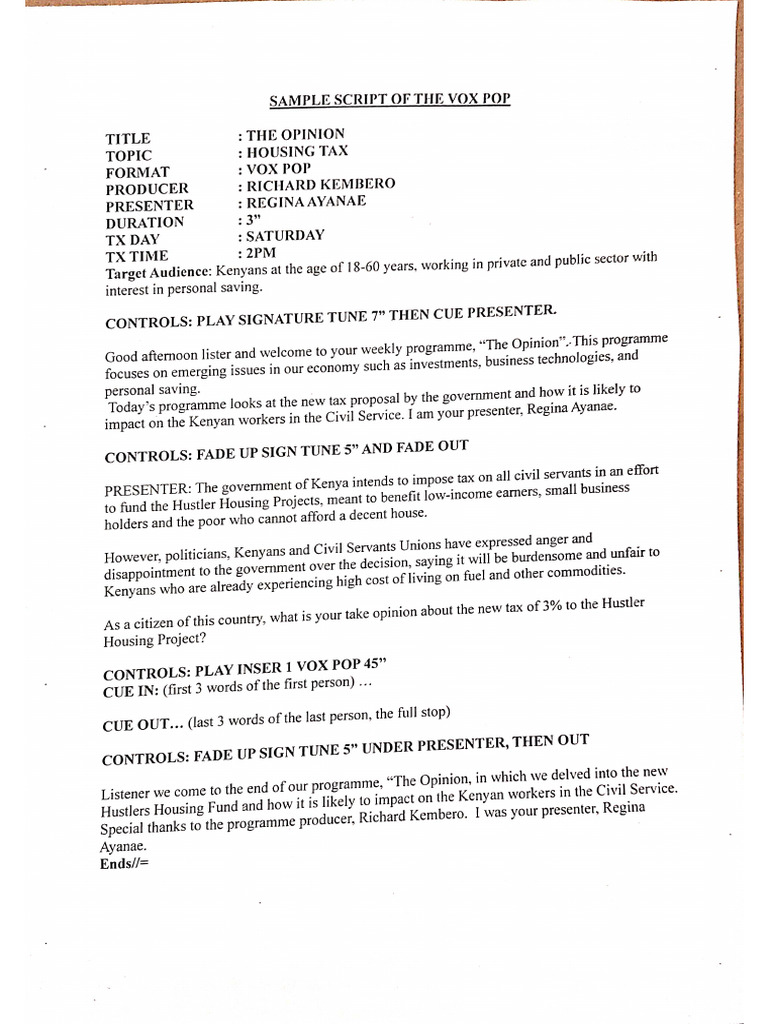 VoxPoP Script | PDF