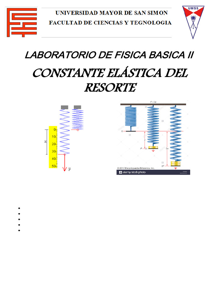 CONSTANTE ELÁSTICA DEL RESORTE Labo 2 | PDF | Elasticidad (Física) | Fuerza