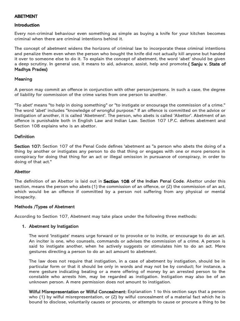 Abetment and Criminal Conspiracy Explained | PDF | Aiding And Abetting ...