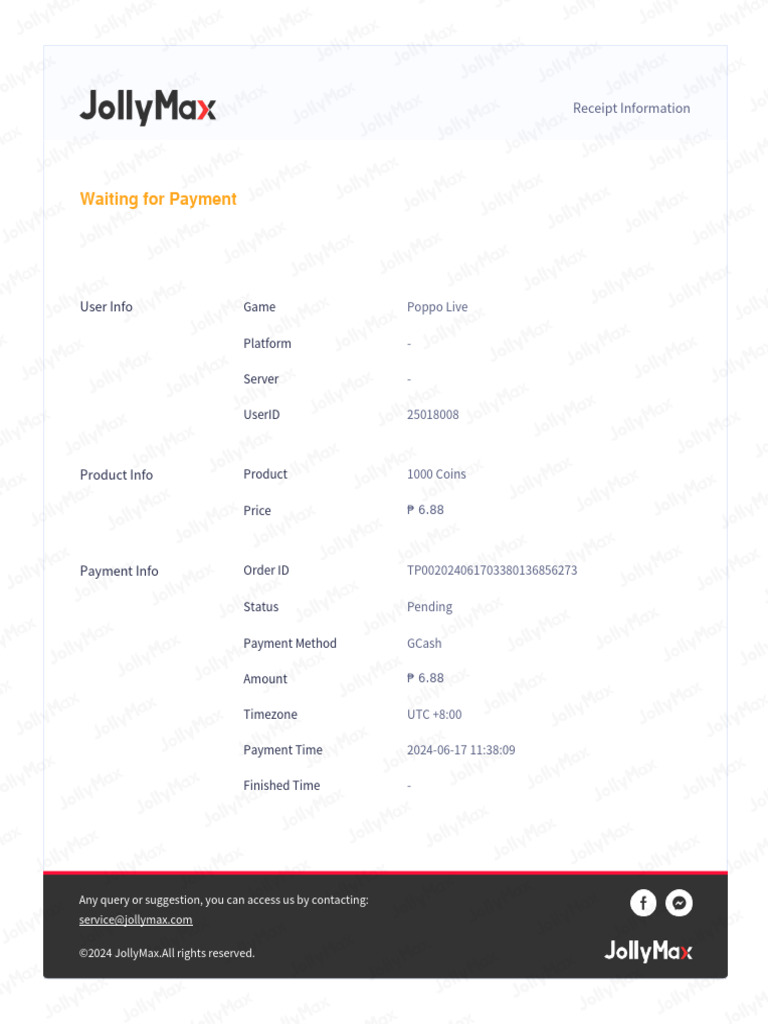 Poppo Live 1000 Coins Payment Receipt | PDF