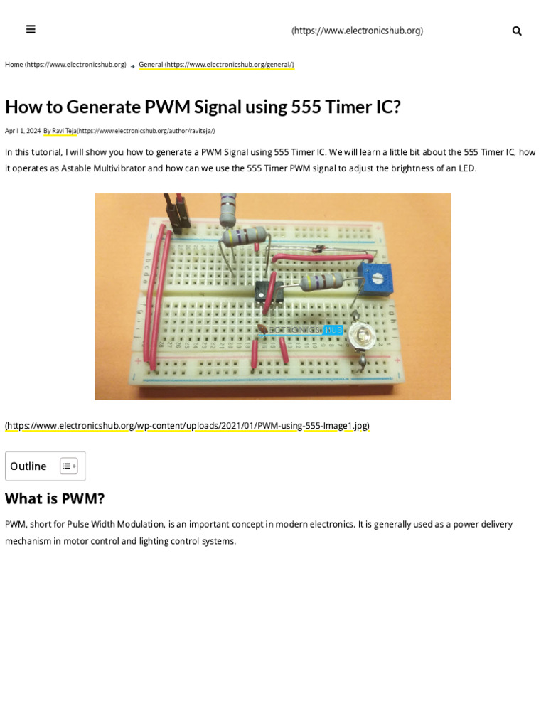 How To Generate Pwm Using 555 Timer Ic 555 Timer Pwm Circuit Pdf 7312