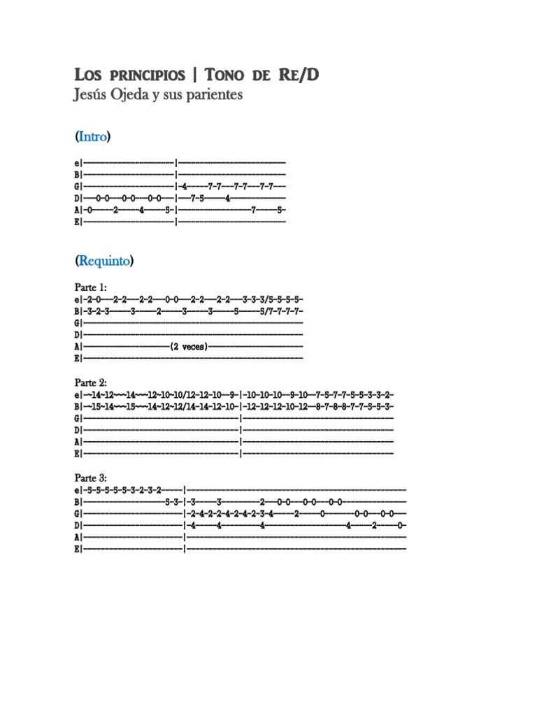 Los principios (Requinto y Acordes) | PDF