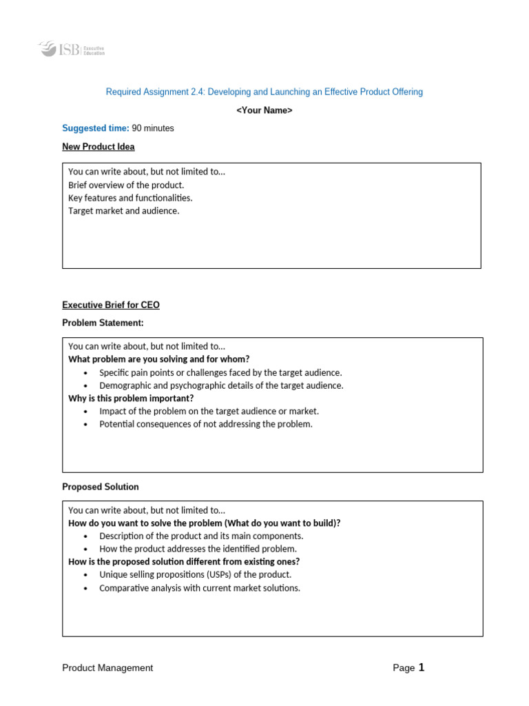 ISB PM Week 2 Required Assignment 2.4 Template (3) | PDF